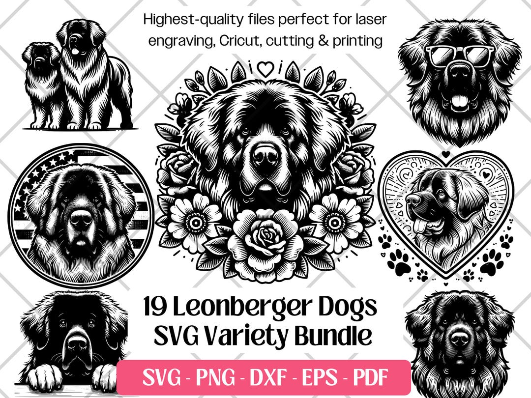 Leonberger SVG Bundle · Dog Breed Giant Fluffy Leonberger Design ...