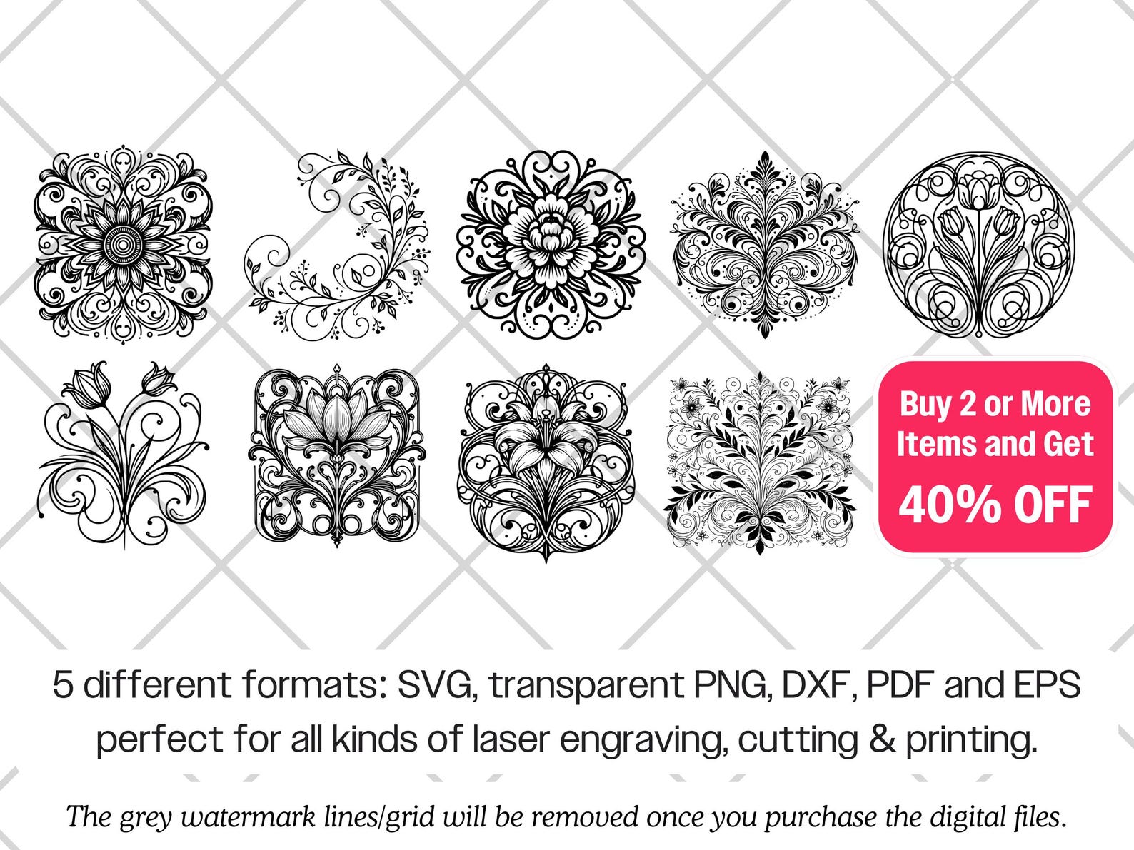 Filigree SVG Bundle · Decorative Ornate Floral Swirl Clipart PNG PDF ...