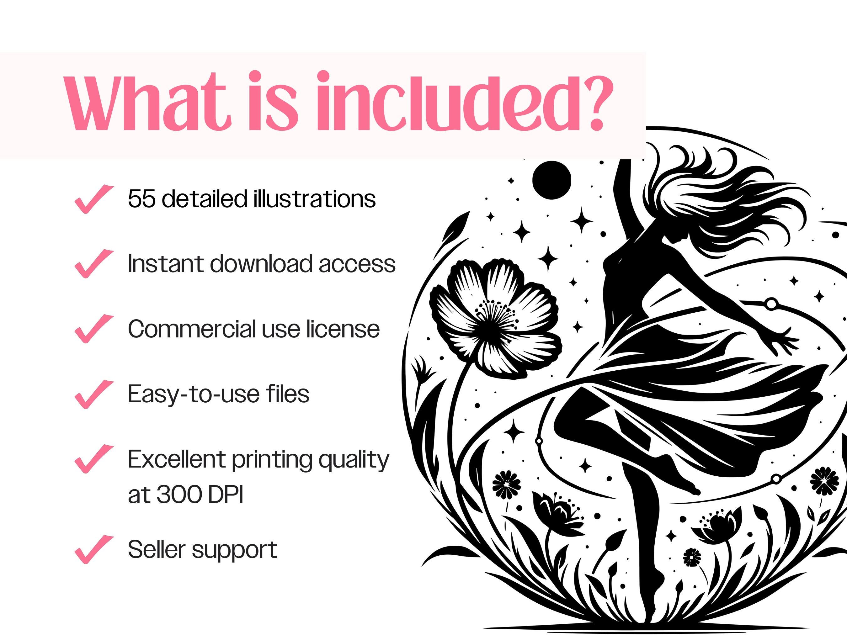 Magical Creatures SVG Bundle, Mythical Fantasy Fairy Dryad Magical ...