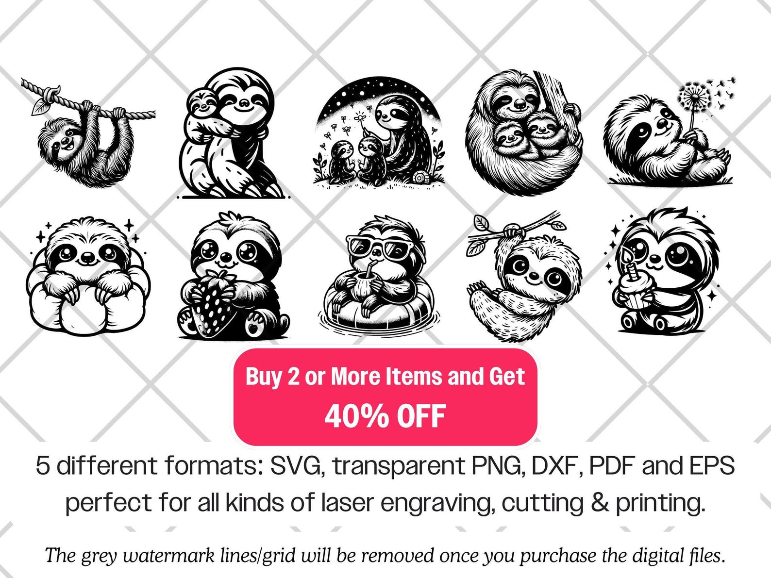 Sloth SVG Bundle · Funny Lazy Baby Animal Clipart PNG · Cricut Files - Etsy