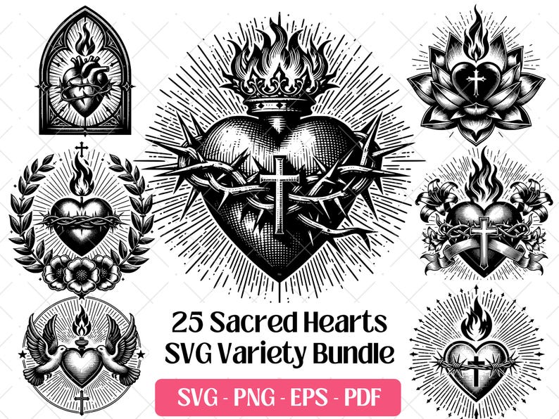 Sacred Heart SVG Bundle · Christian Catholic Religious Faith Holy ...