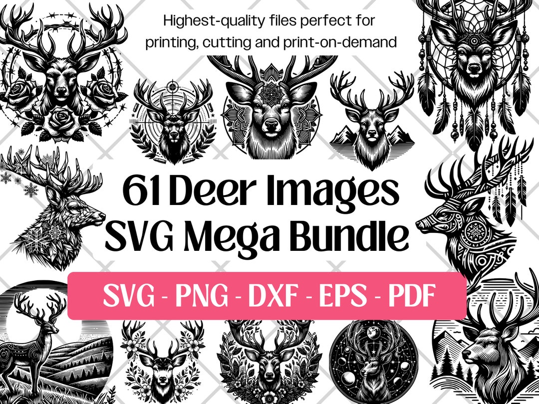 Deer SVG Files, Vector Art Svg, PNG, DXF, Eps, Pdf • Deer Svg for Laser ...