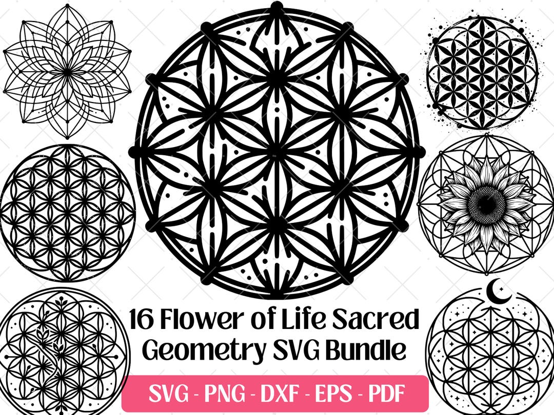 Flower of Life SVG Bundle · Sacred Geometry Clipart PNG PDF · Cricut ...