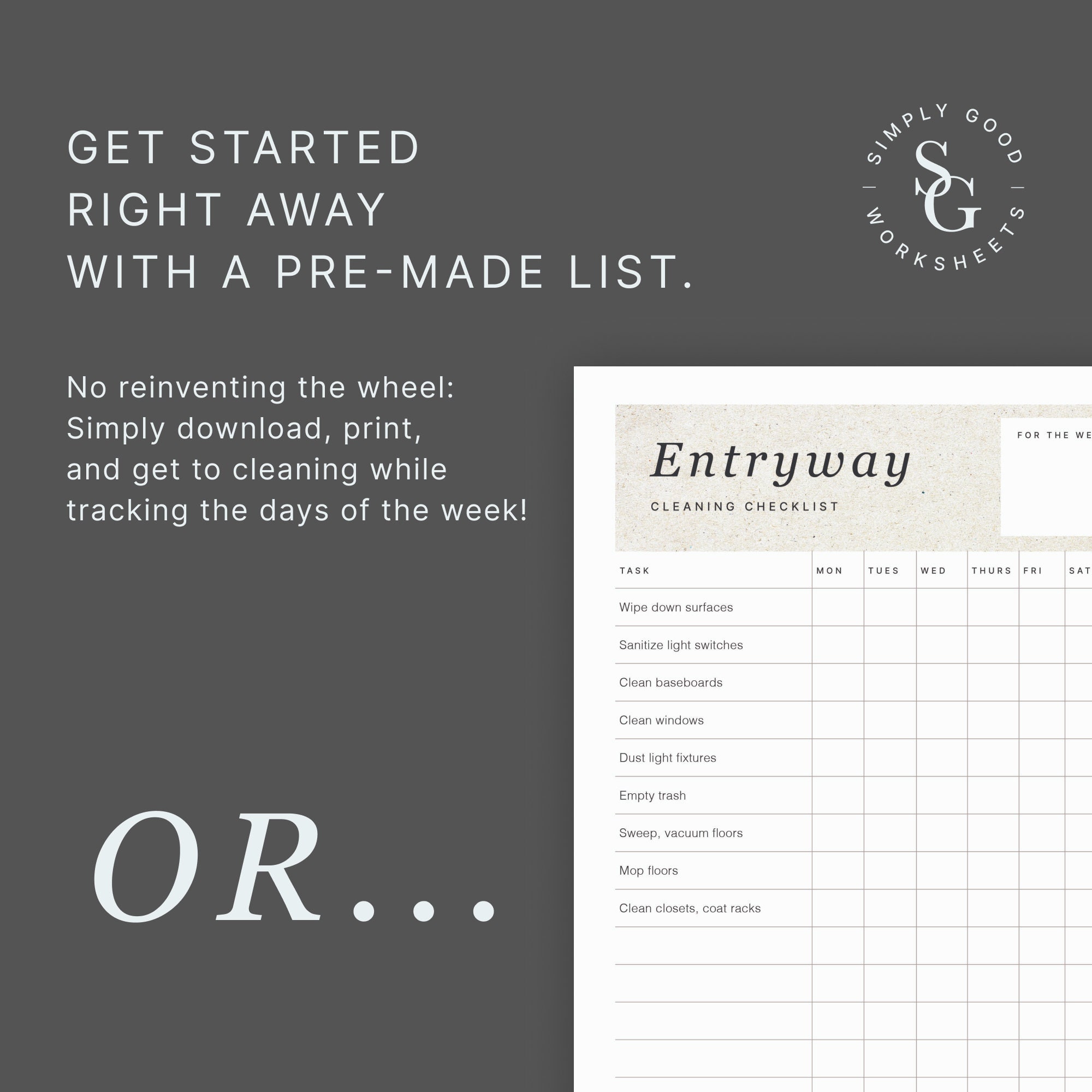 Entryway Cleaning Checklist by Week, Printable Download, Fillable PDF ...