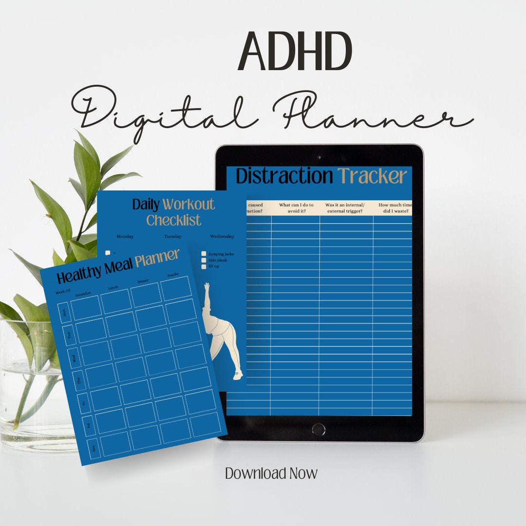 ADHD Planner Adult, Printable ADHD Productivity Journal, Digital ADHD ...