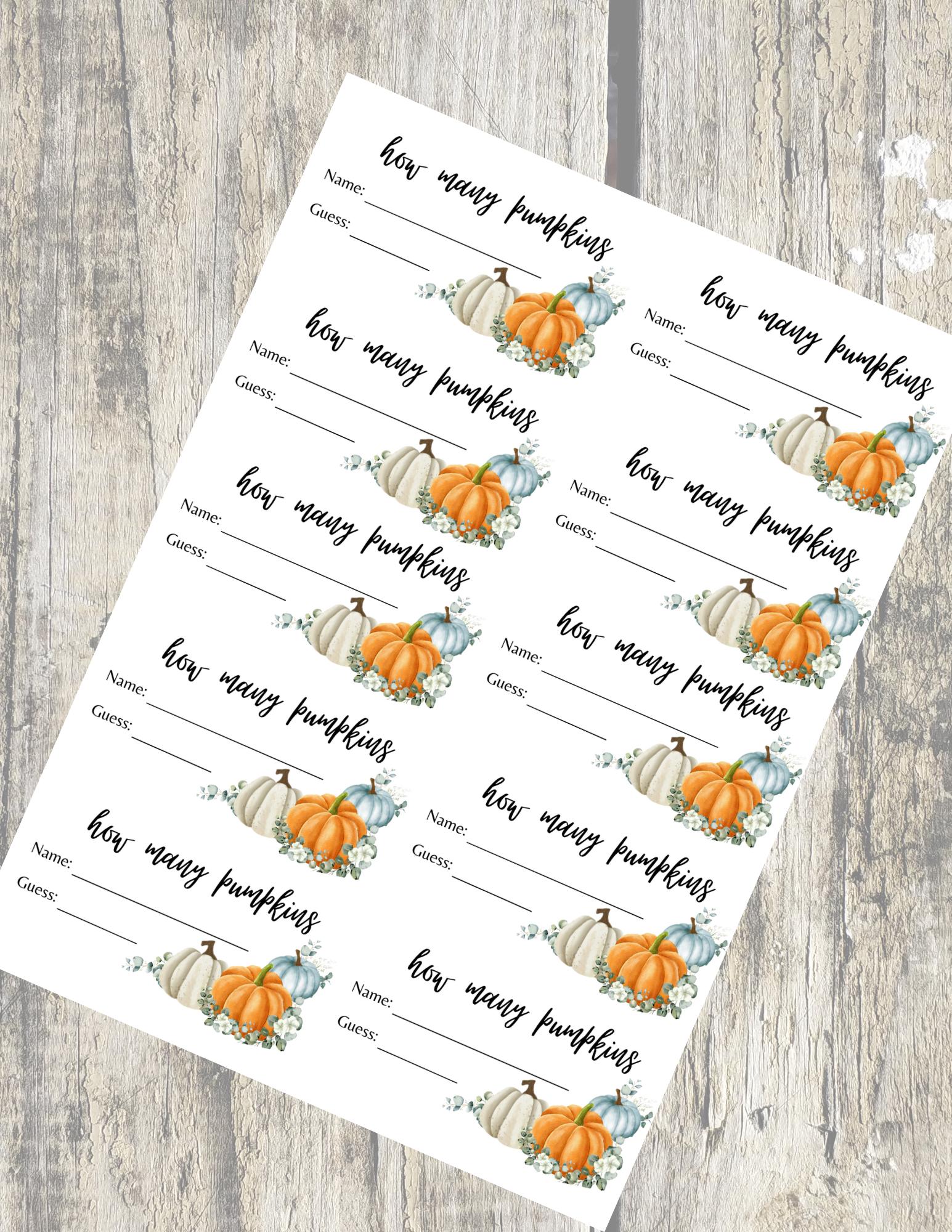 Printable Baby Shower Games Guess How Many Pumpkins - Etsy