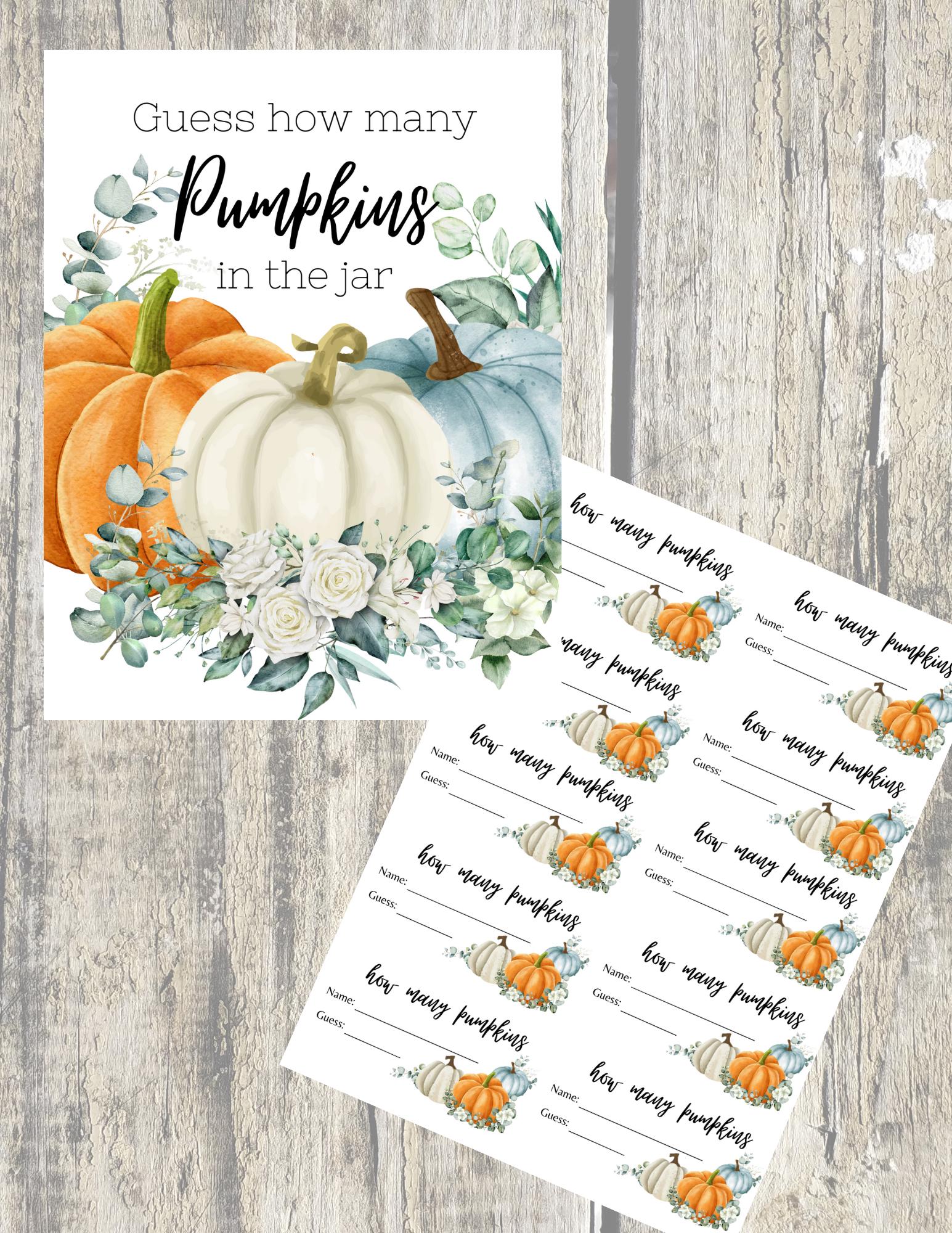 Printable Baby Shower Games Guess How Many Pumpkins - Etsy