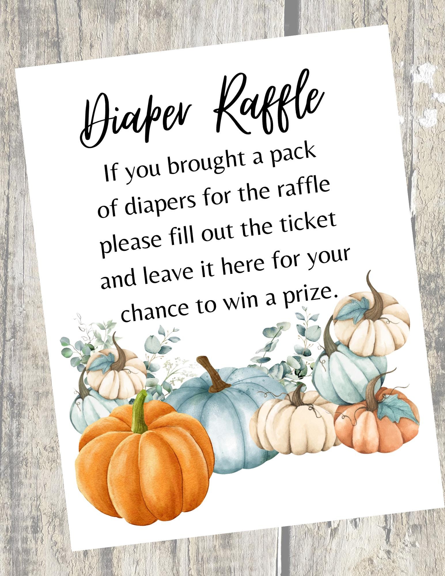 Pumpkin Diaper Raffle - Etsy