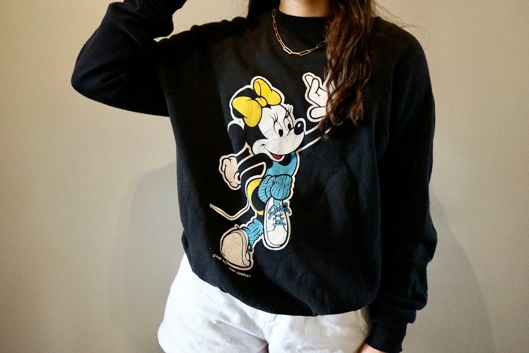 Vintage 80’s Disney Black Minnie Mouse Exercise Crewneck - Etsy