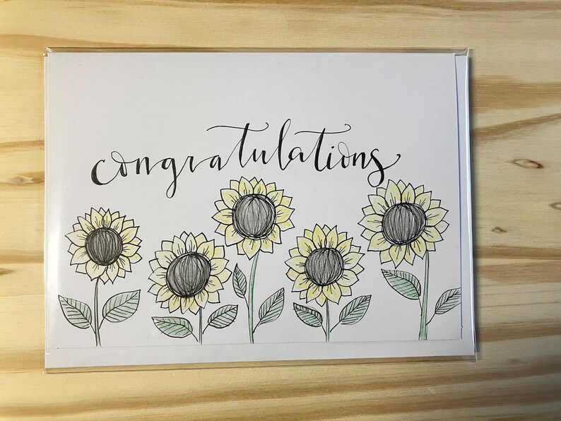 Handmade 5x7 Card Sunflower Congratulations - Etsy