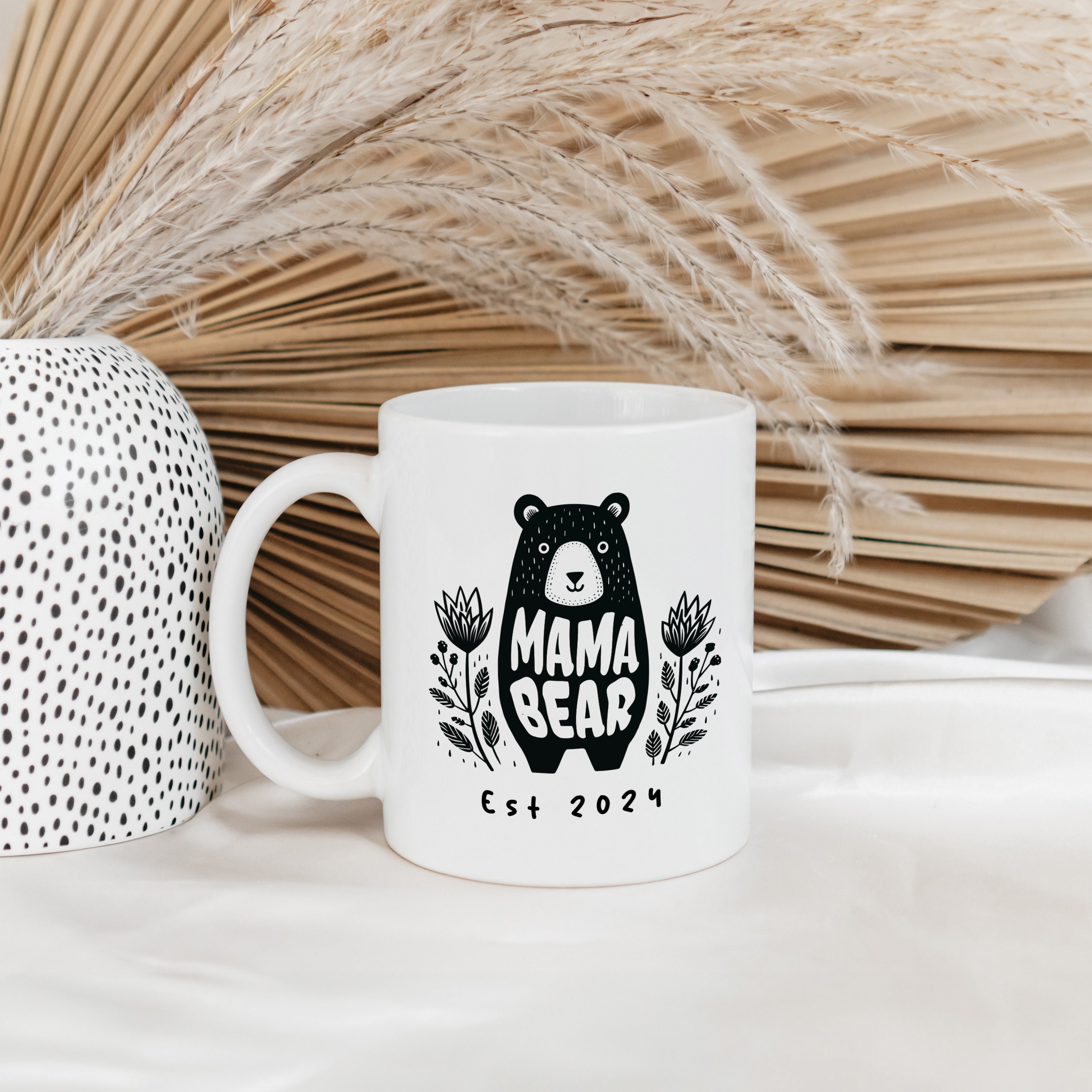 Custom Mama Bear Mug, Personalized Baby Shower Gift, Mama Est Mug Gift ...
