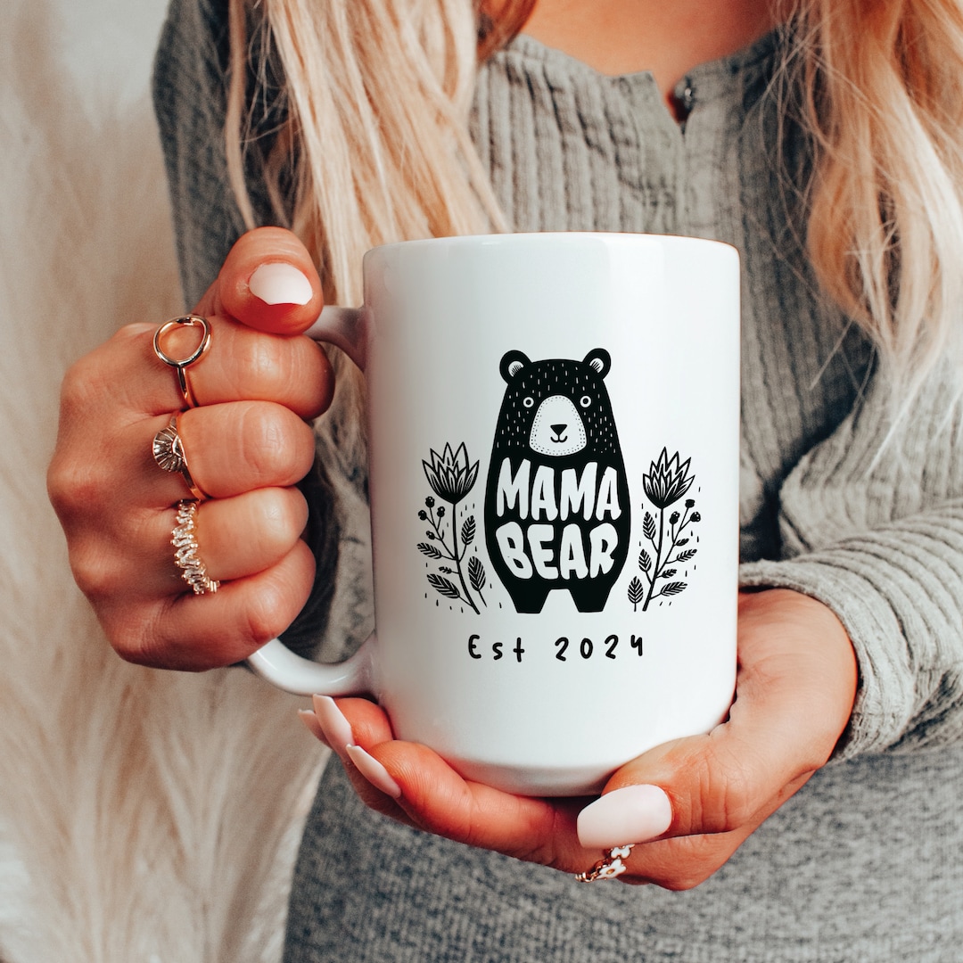 Custom Mama Bear Mug, Personalized Baby Shower Gift, Mama Est Mug Gift ...