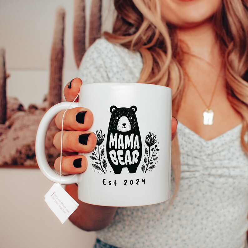 Custom Mama Bear Mug, Personalized Baby Shower Gift, Mama Est Mug Gift ...