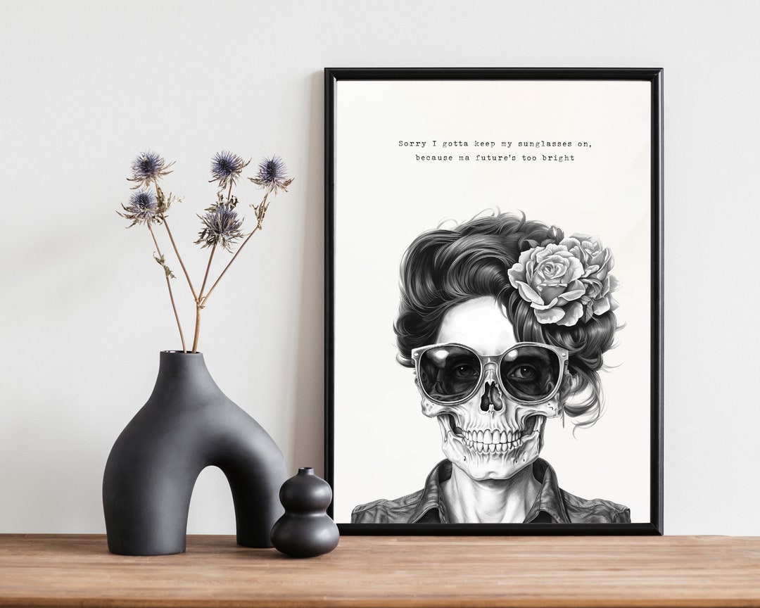 Dark Humor Gift, Funny Skeleton Printable Wall Art, Black and White ...