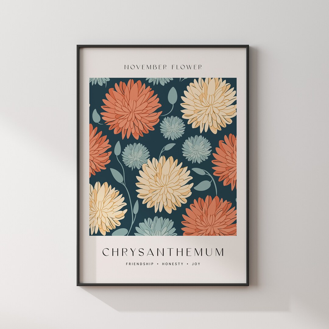 November Birth Month Gifts • Personal Birth Flower Printable Wall Art ...