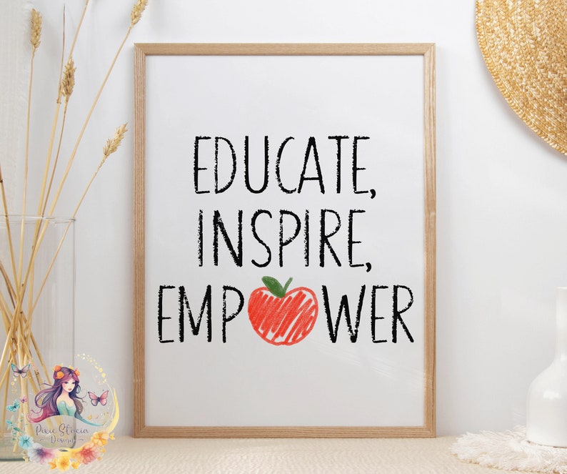 Educate Inspire Empower PNG Teacher Gift Digital Download Coach Clipart ...