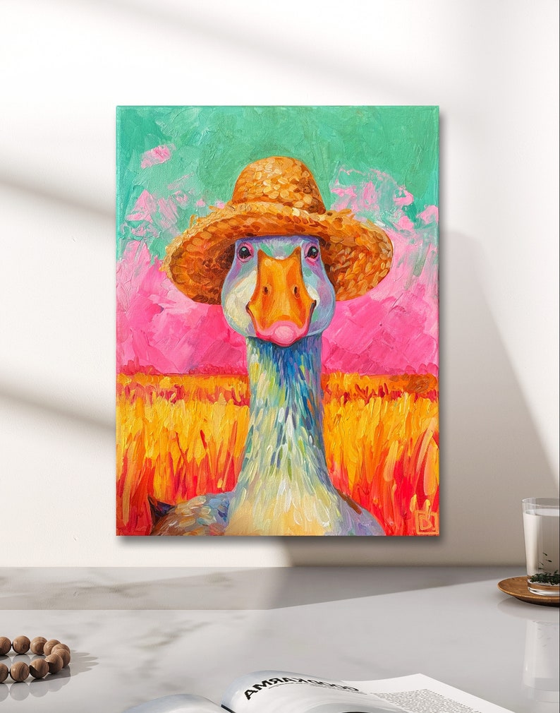 Silly Goose Painting Duck Original Art Acrylic on Canvas Hand Painted ...