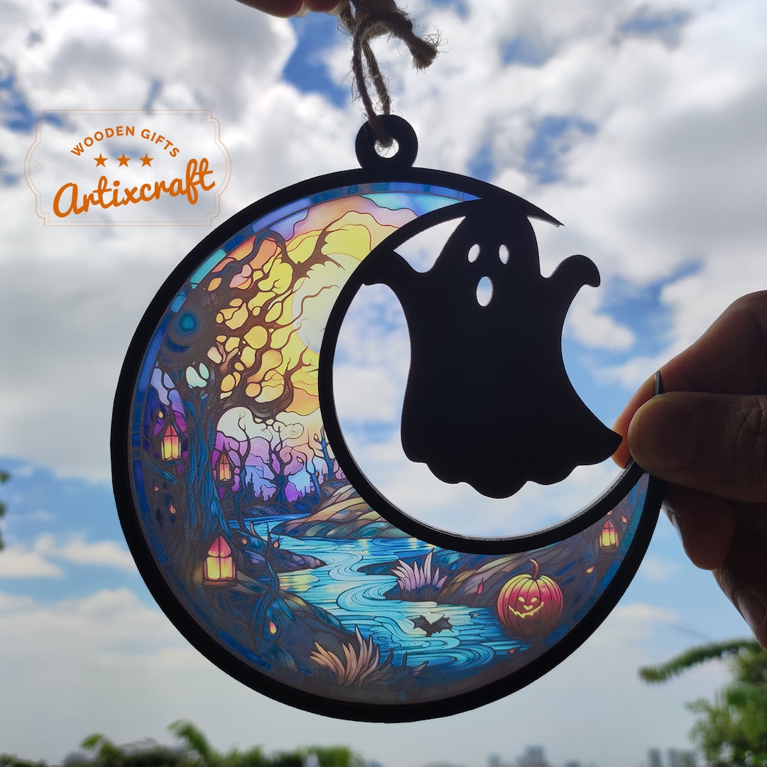 Ghost Sun Catcher Halloween Ornament, Ghost Suncatcher Decoration ...