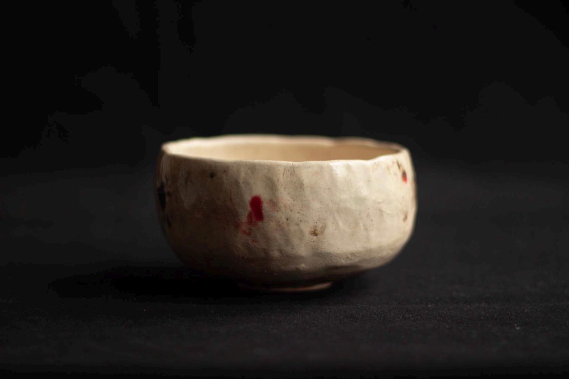 Stoneware Japanese-style Spattered Black and Red Tea Bowl - Etsy