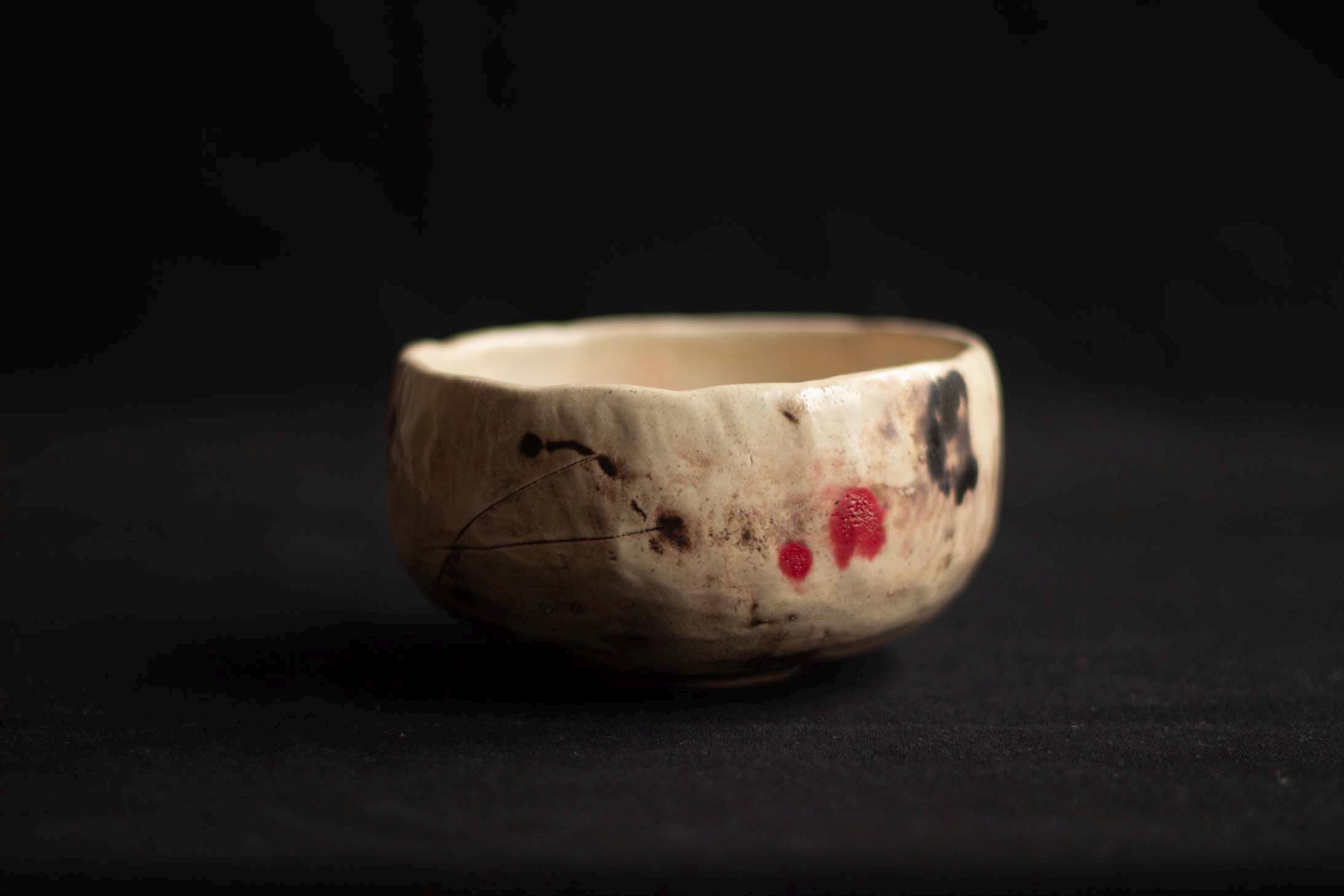 Stoneware Japanese-style Spattered Black and Red Tea Bowl - Etsy