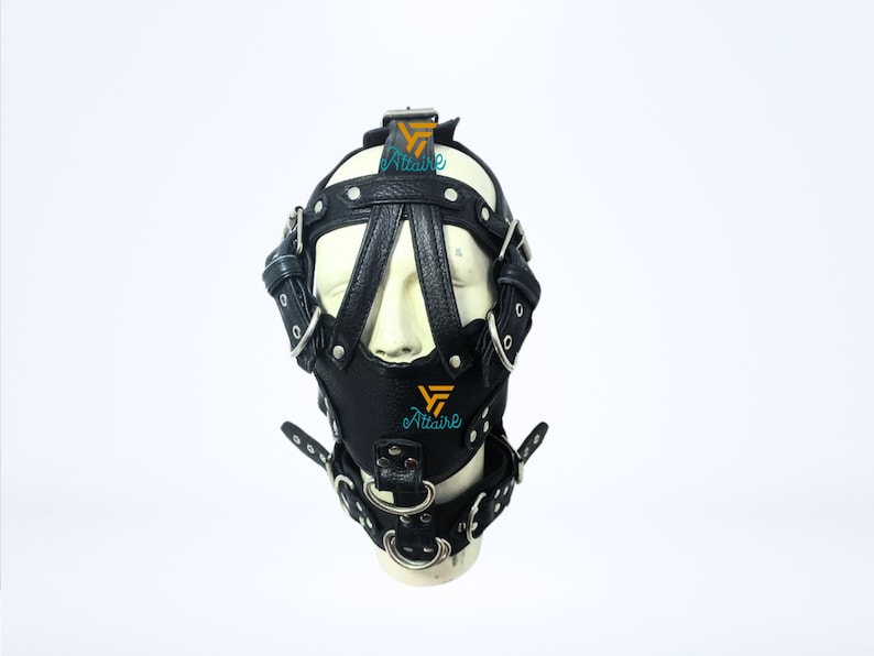 Real Sheep Locking Leather Bondage Head Harness Leather Hood Head ...