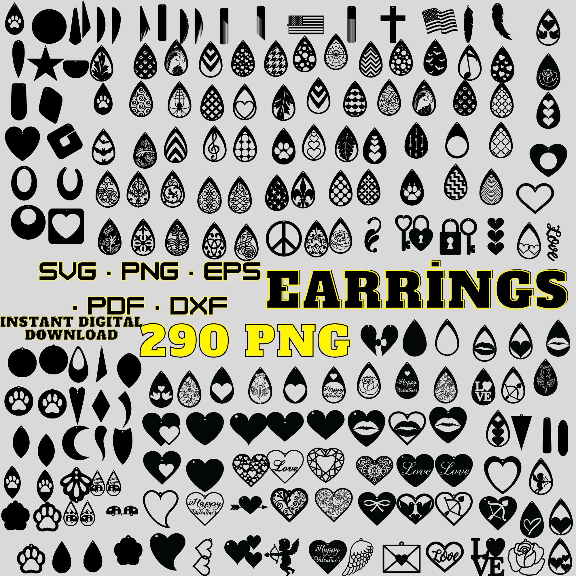 Earrings SVG, 290 Png, Earring Svg Bundle,earring Cut Files, Earring ...