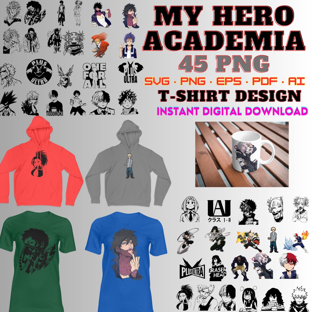 My Hero Academia SVG Bundle, Anime Svg, 45 Png, 250 Files, Anime Hero ...