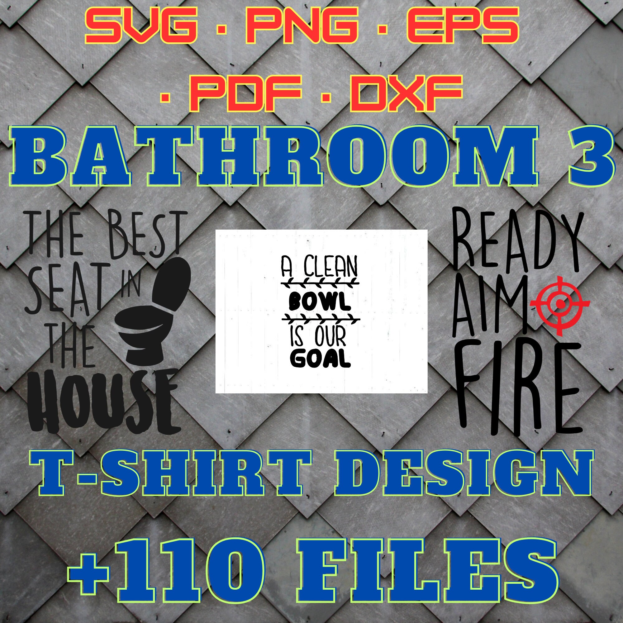 3 Bathroom Svg, 110 Files, Sink Svg, Restroom Svg, Bundle Svg, T-shirt ...