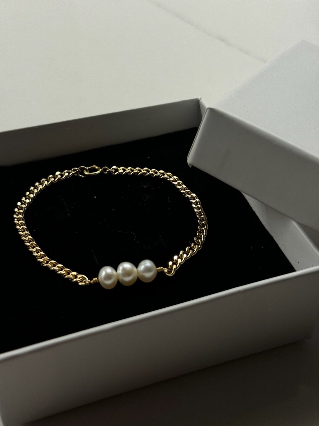 Aphrodite Natural Pearl Cuban Chain Bracelet | Freshwater Pearls | 14K ...