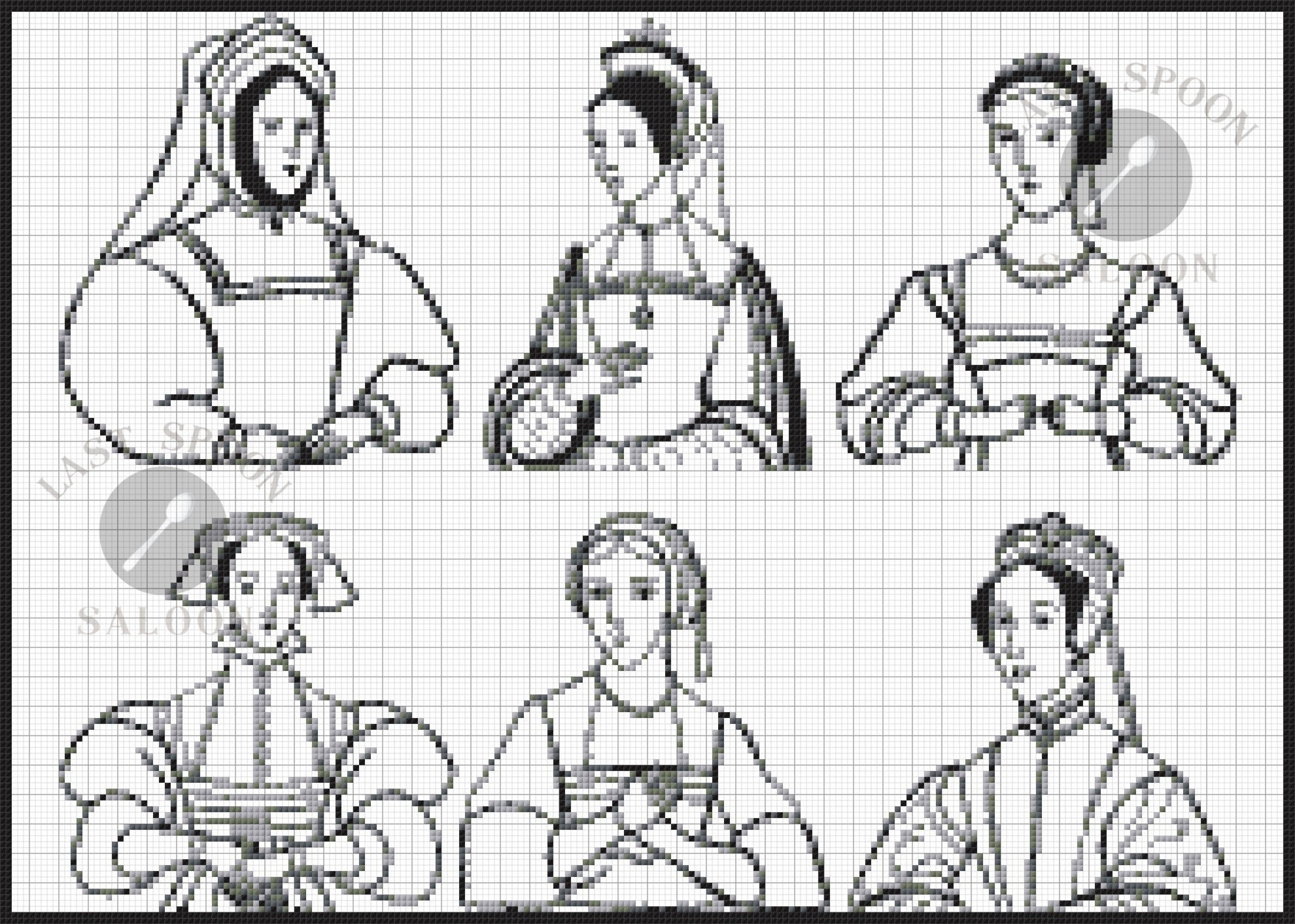 Six Wives of King Henry VIII Tudor Portraits Digital Cross Stitch ...