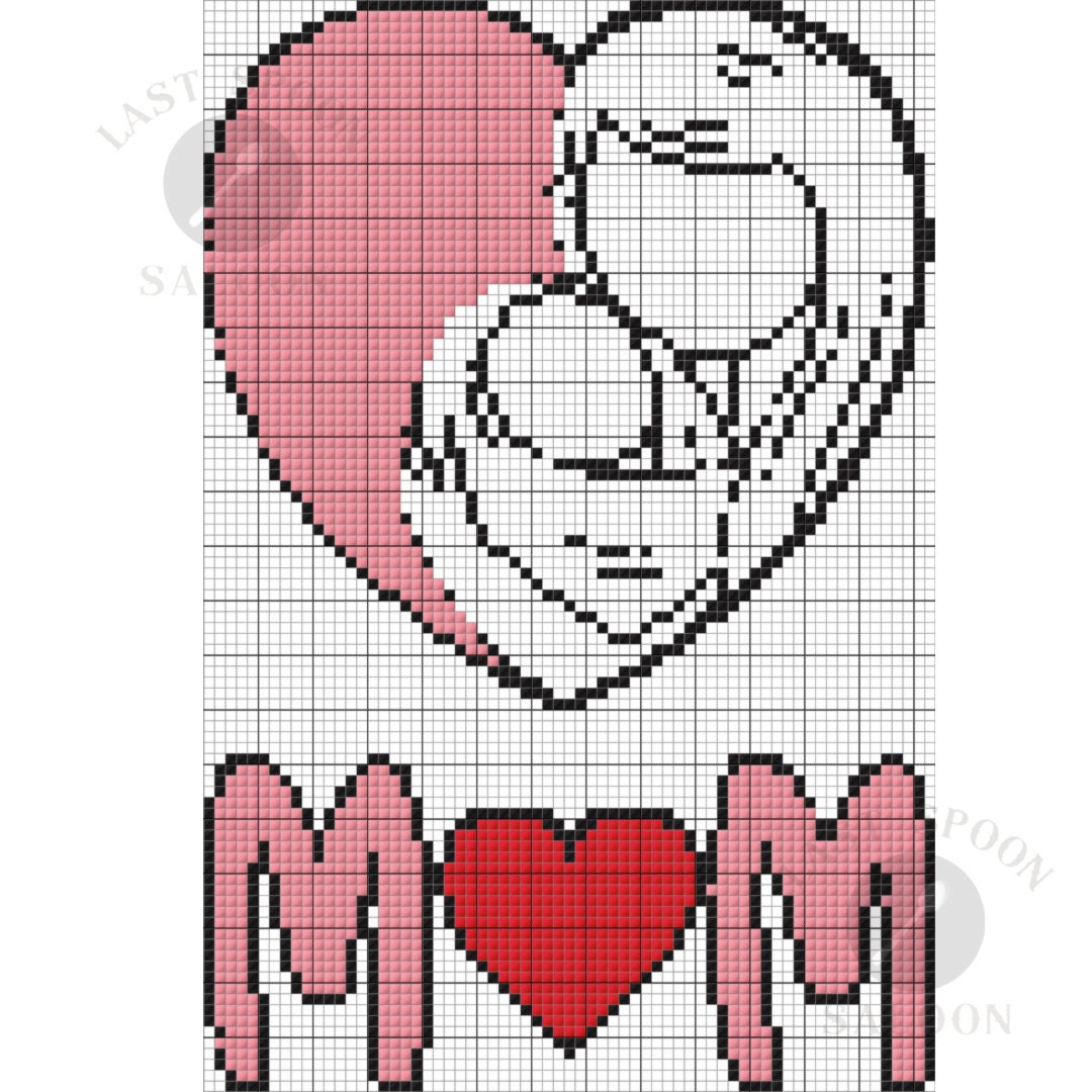 Mum / Mom / Mam Mother and Child Digital Cross Stitch Pattern for ...