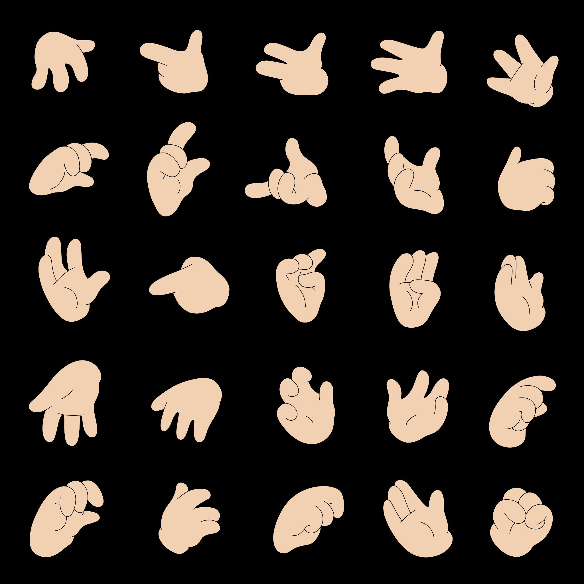 Dynamic Digital Four-finger Cartoon Hand Pack - 4 X Colours - Available ...