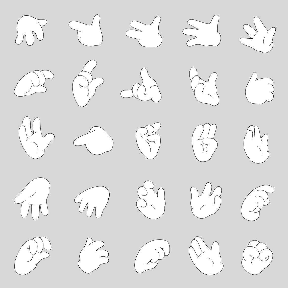 Dynamic Digital Four-finger Cartoon Hand Pack - 4 X Colours - Available ...