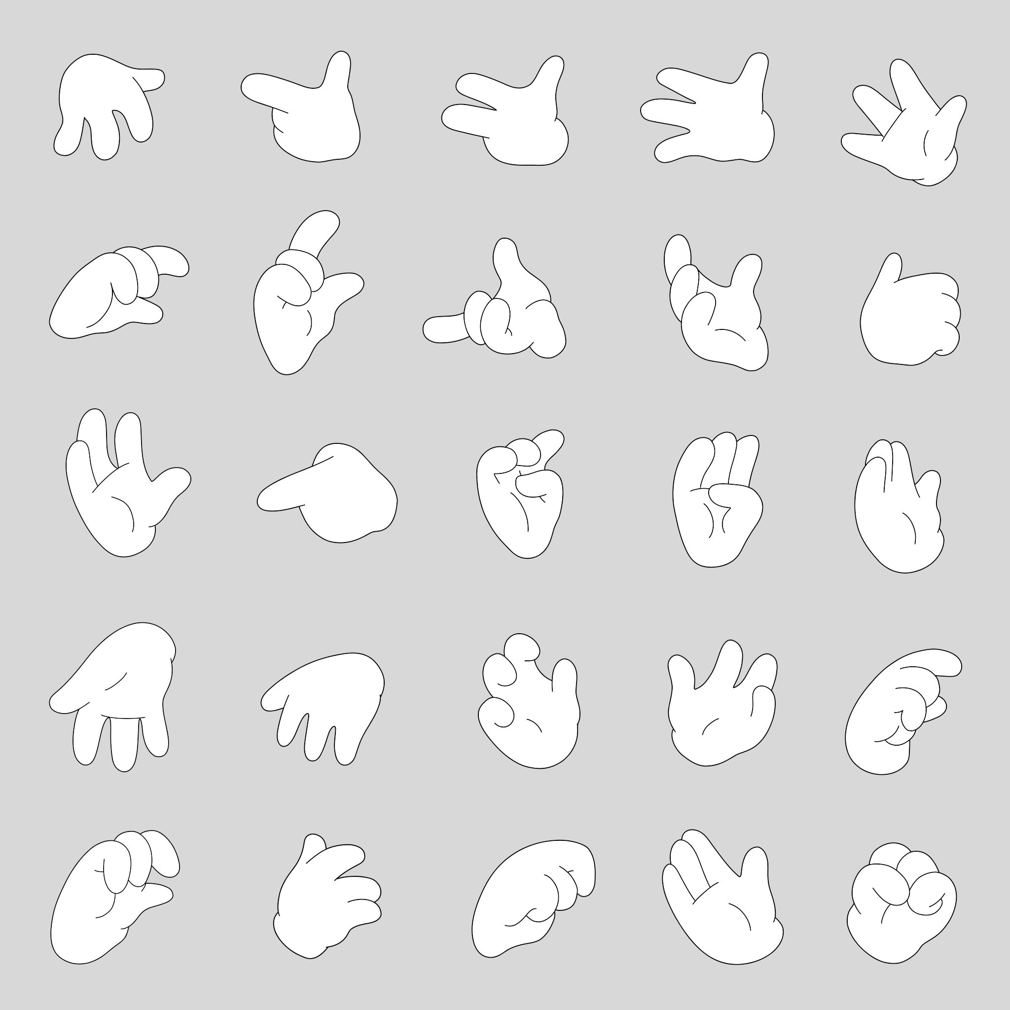 Dynamic Digital Four-finger Cartoon Hand Pack - 4 X Colours - Available ...