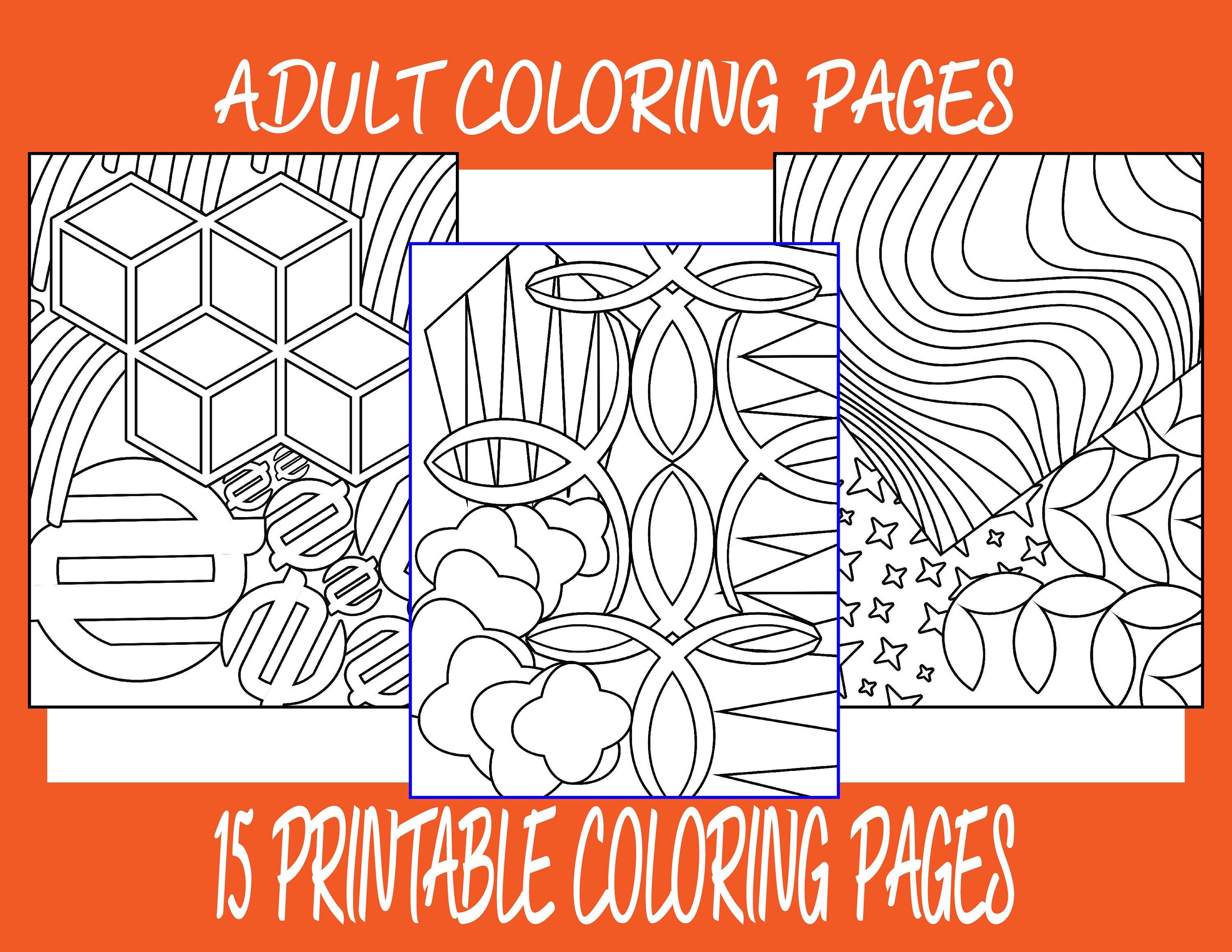 Adult Coloring Pages - 15 Printable Illustrations - Etsy