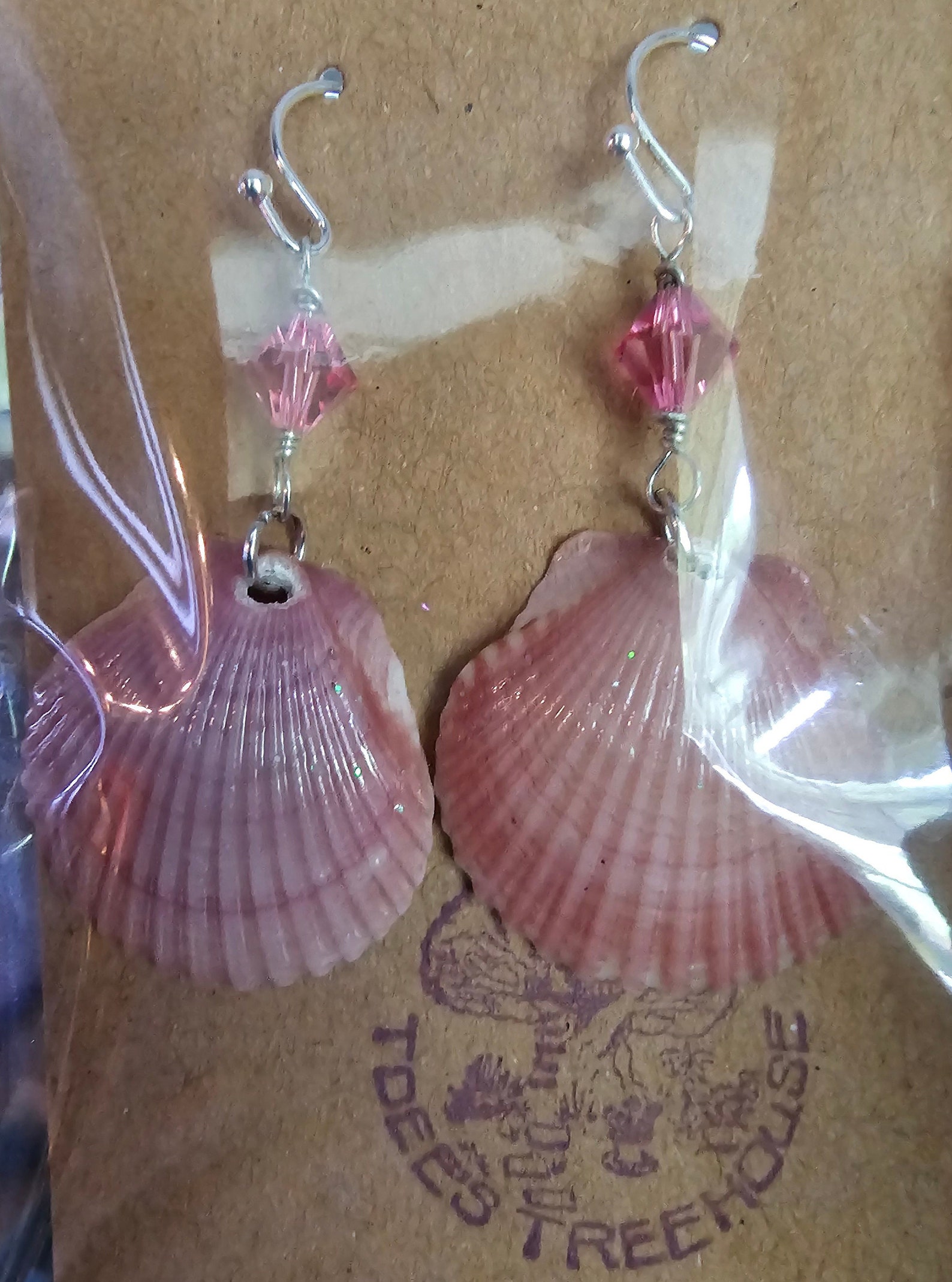 Sanibel Scallop Shell Earrings With Pink Swarovski Crystals and Shells ...