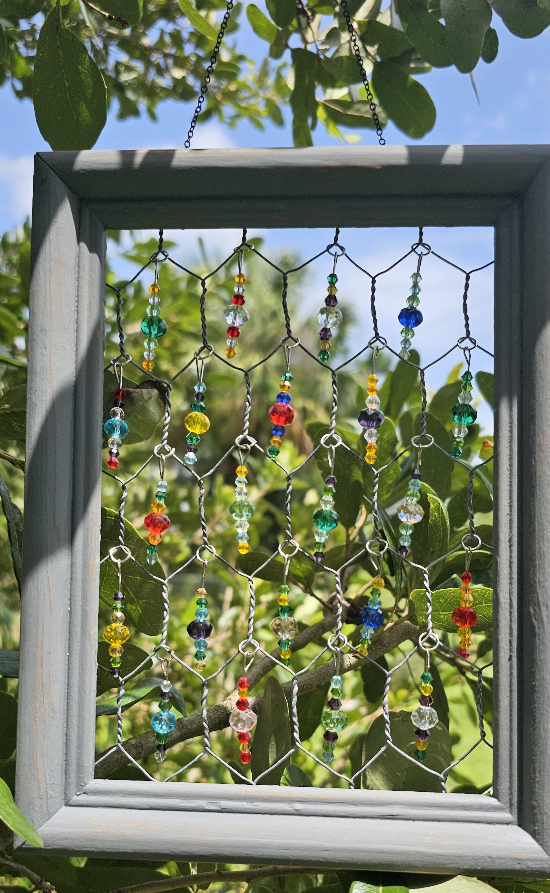 Sun Catcher, Colorful, Sparkly, Chicken Wire Suncatcher, Gray Frame - Etsy