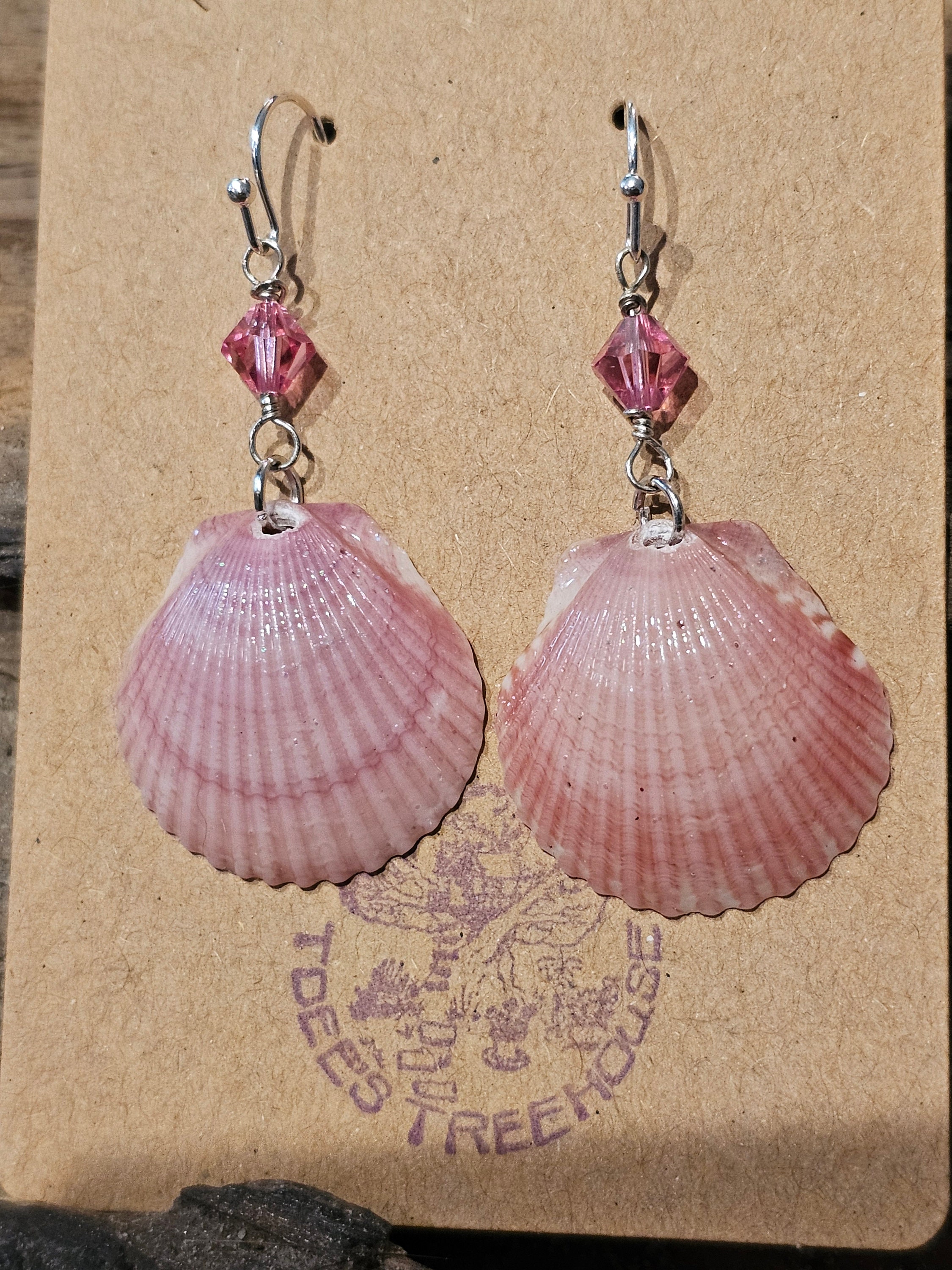 Sanibel Scallop Shell Earrings With Pink Swarovski Crystals and Shells ...