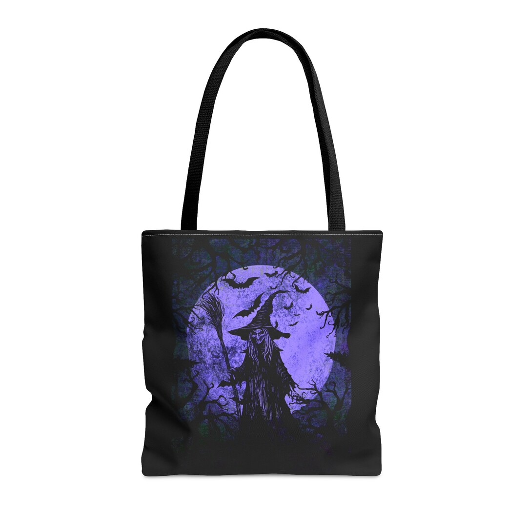 Spooky Witch Halloween Tote Bag, Halloween Trick or Treat Bag, Witch ...
