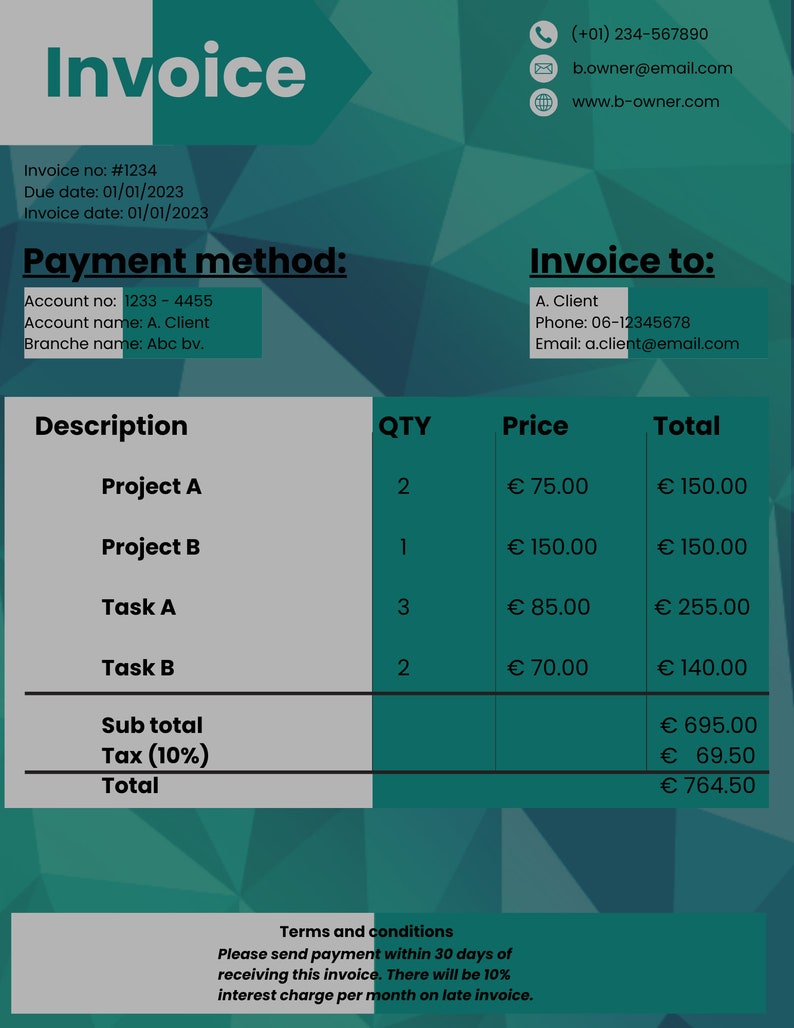 Invoice Template - Etsy