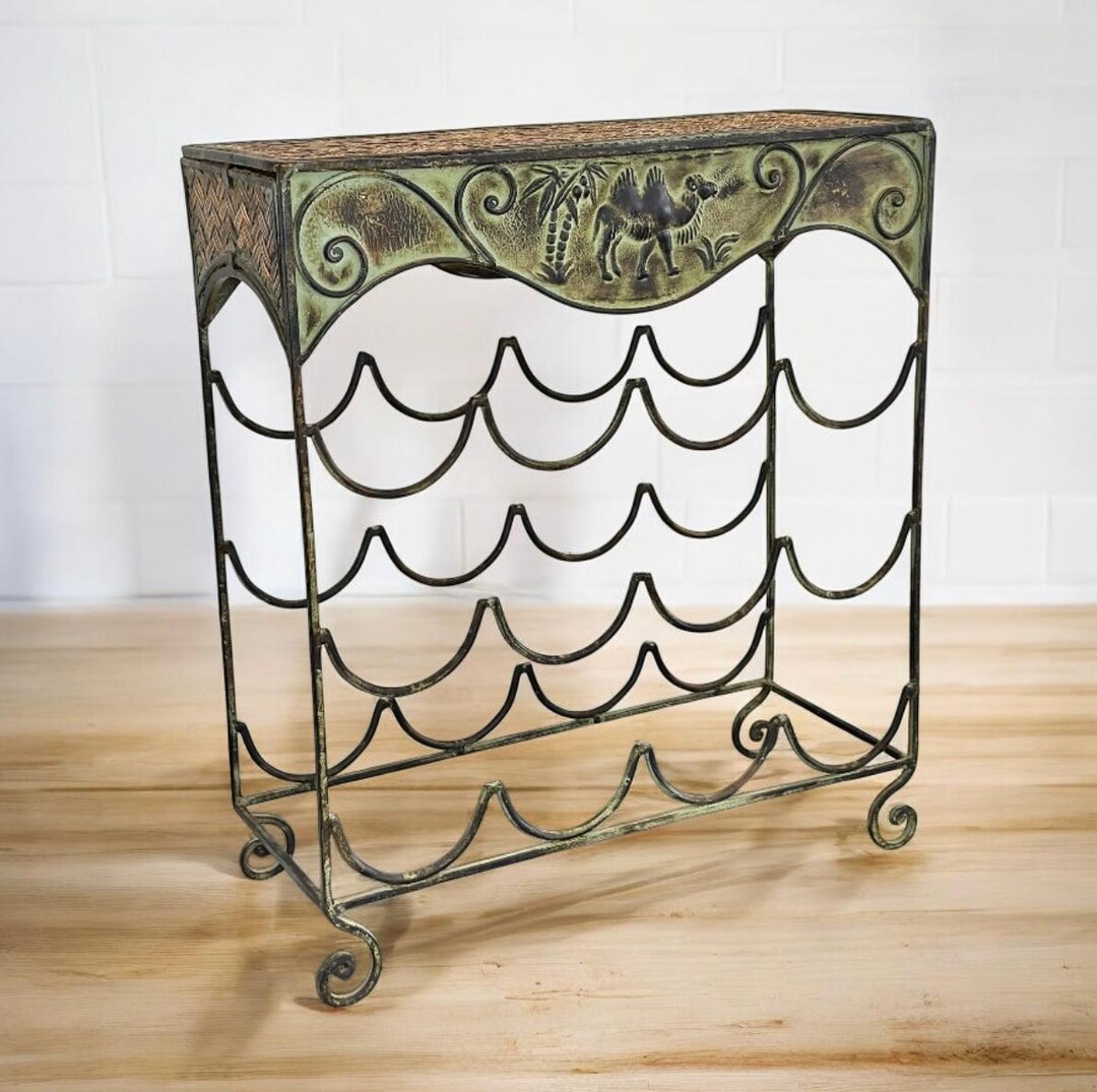Vintage Woven Cane Camel Wine Rack - Etsy