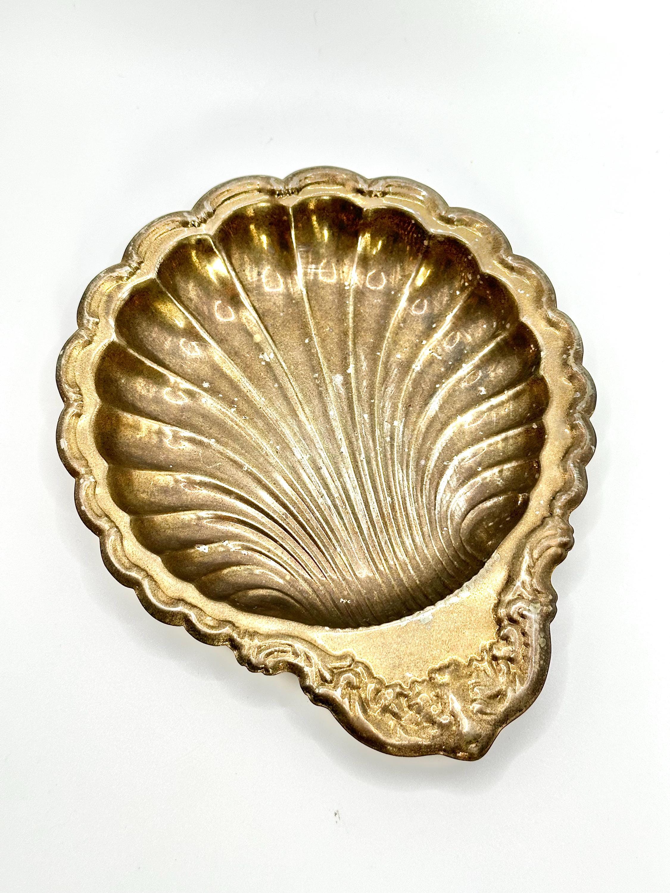 Vintage Metal Clam Shell Dish - Etsy