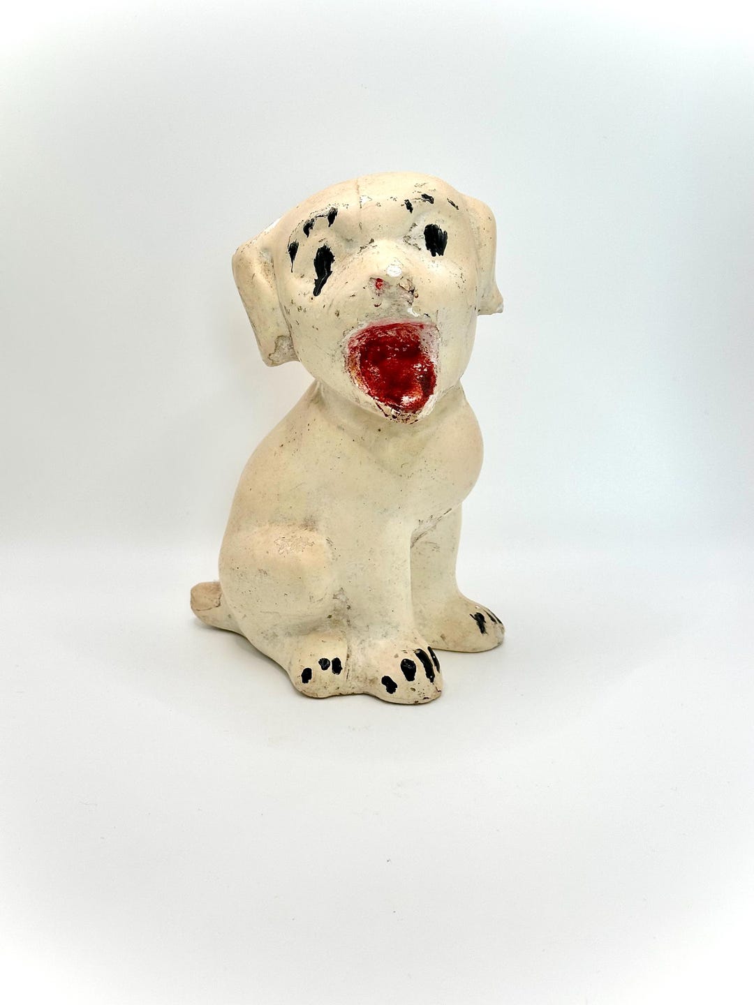 Antique 1910’s White Chalkware Plaster Dog Figurine - Etsy