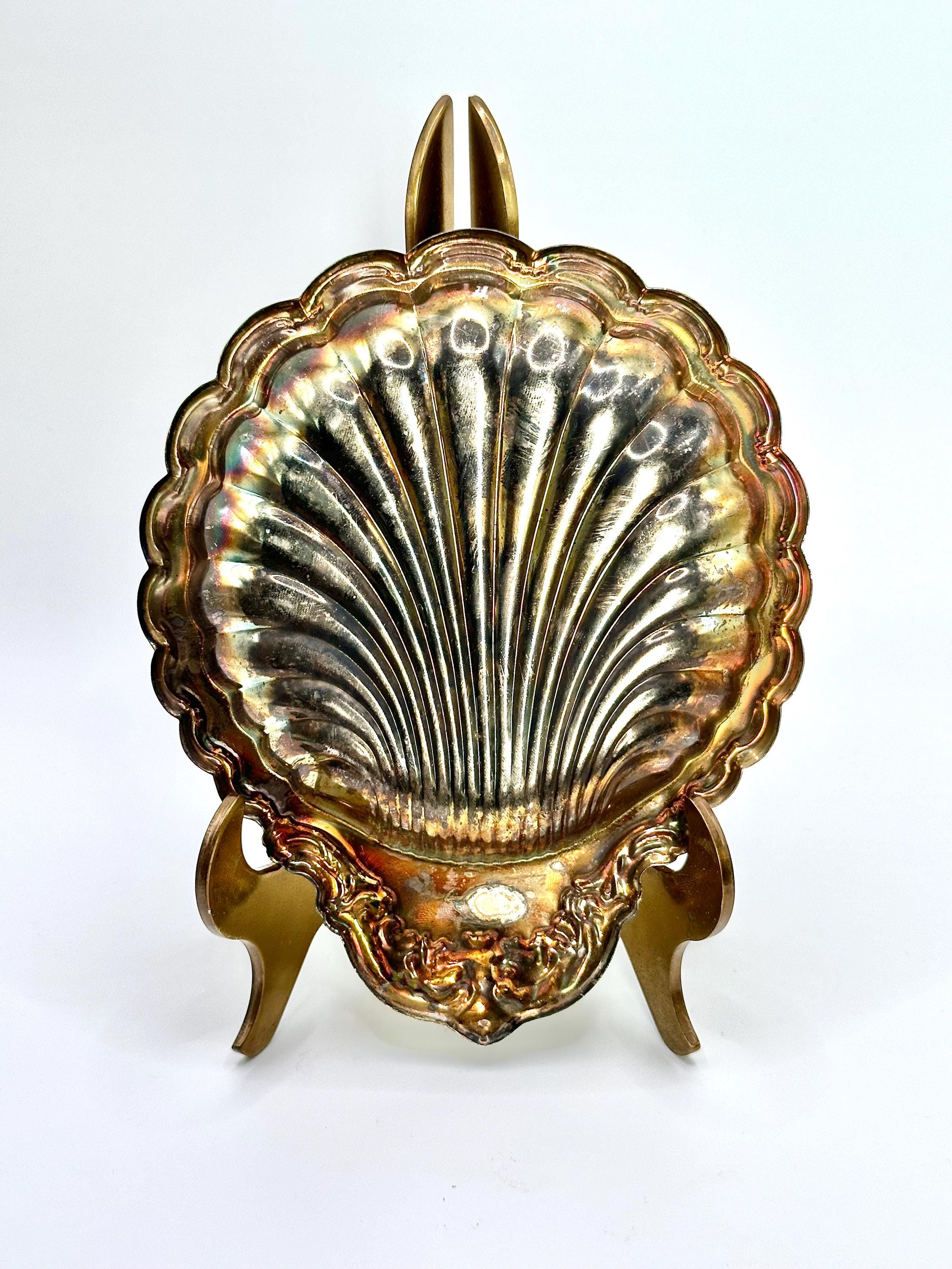 Vintage Metal Clam Shell Dish - Etsy
