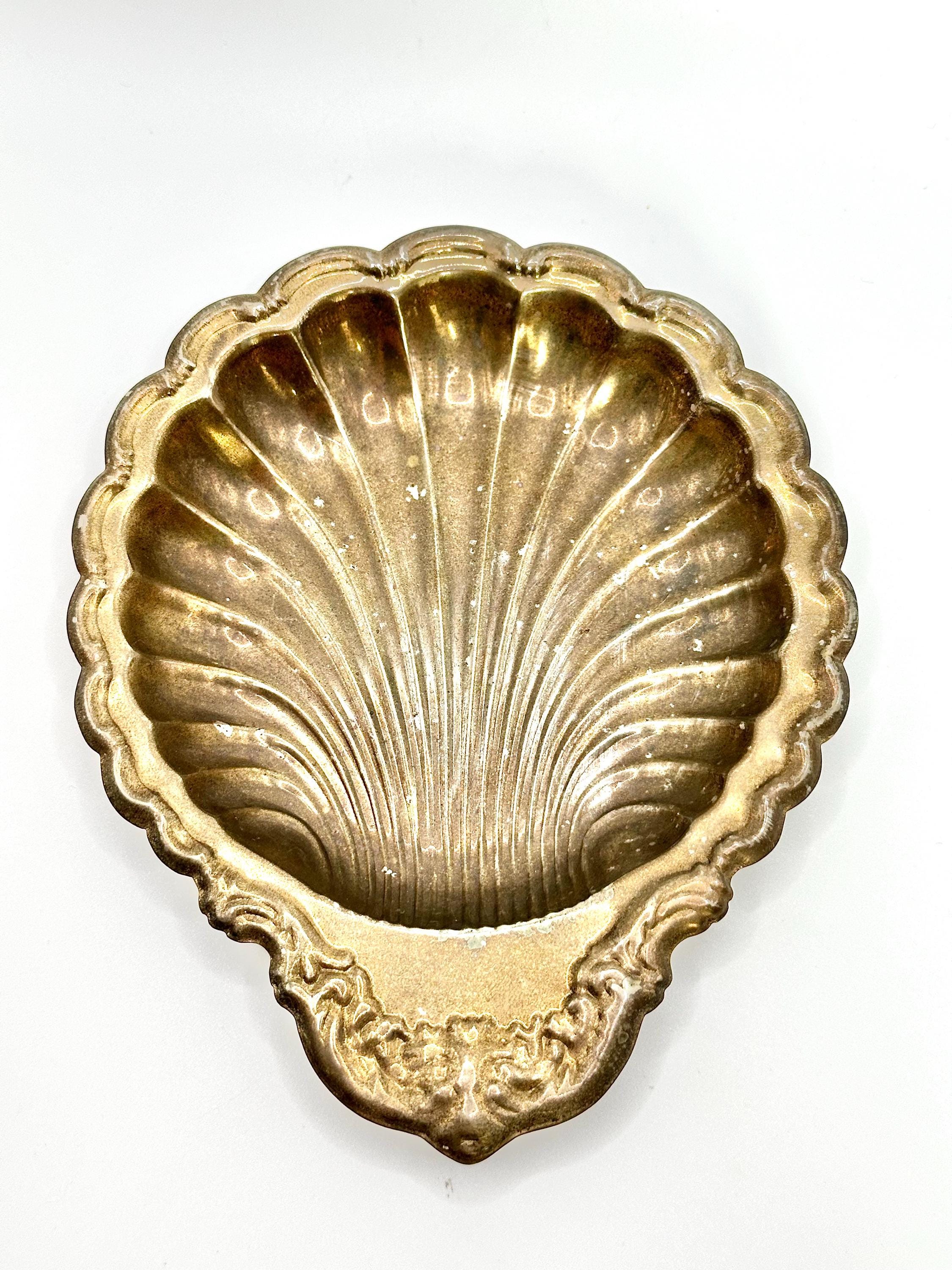 Vintage Metal Clam Shell Dish - Etsy