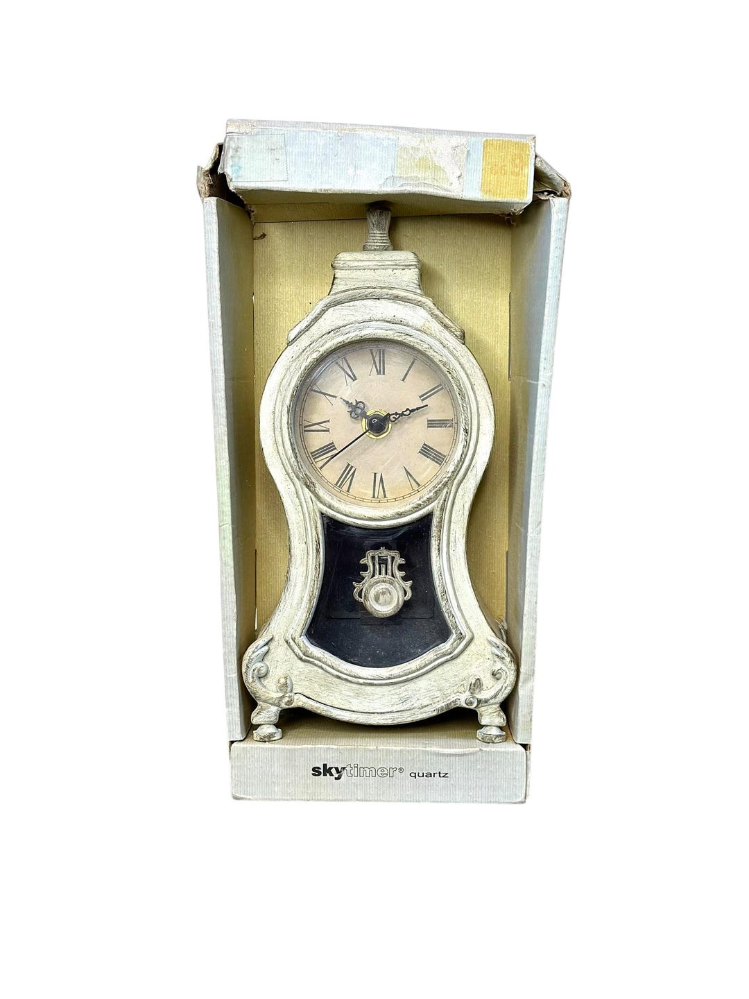 Vintage 1970’s Distressed White Skytimer Mantel Clock - Etsy