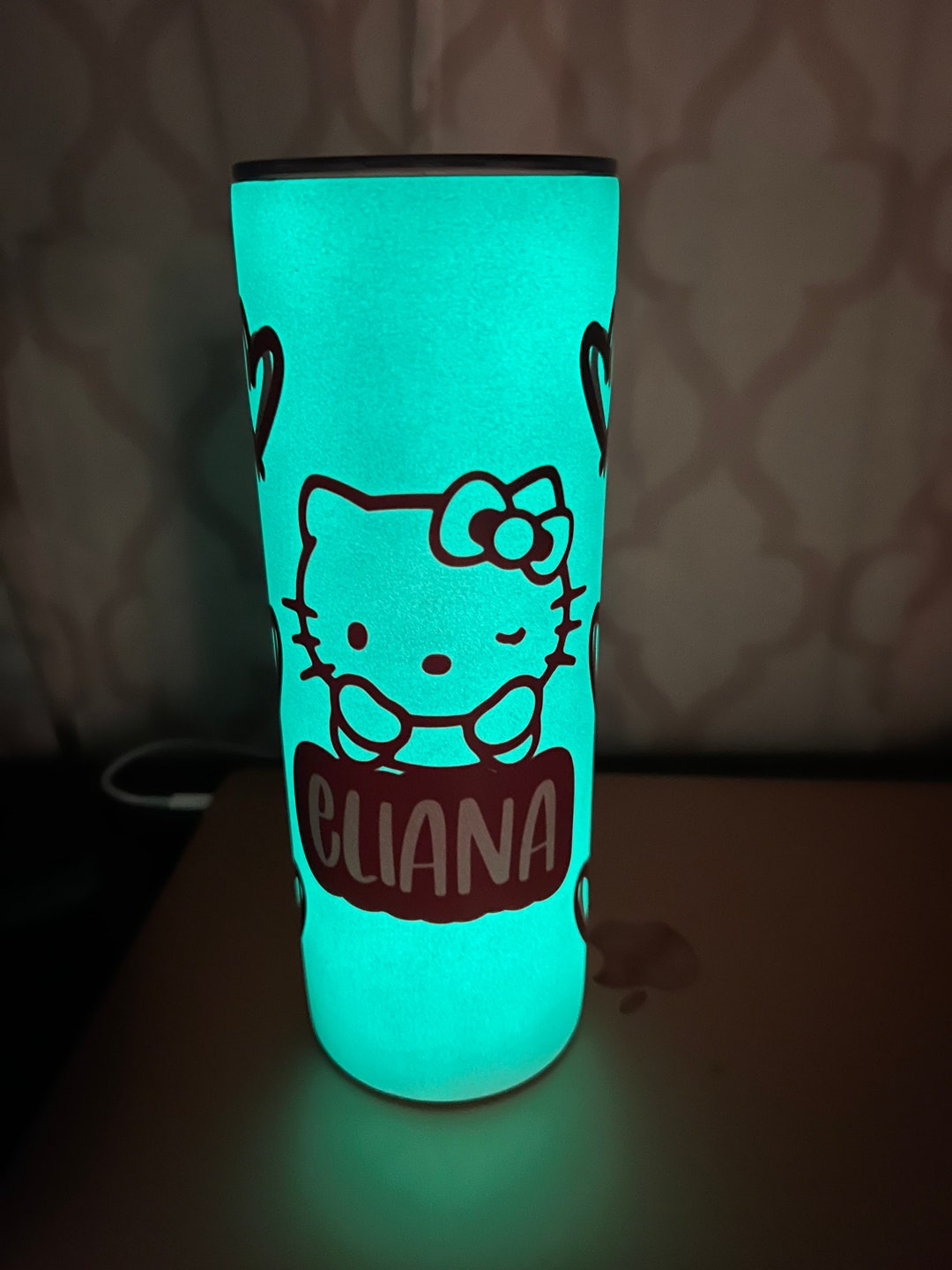 Glow in the Dark Hello Kitty Tumbler - Etsy