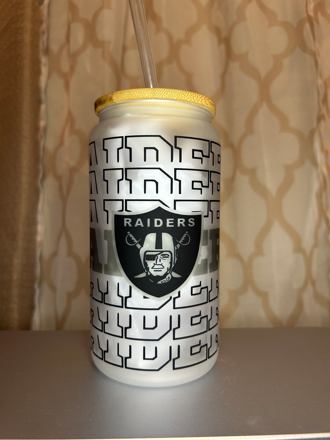 Raiders Frosted Glass Cup - Etsy