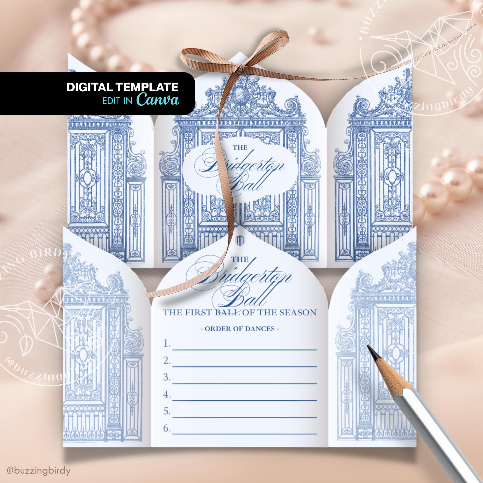 Regency Ball Dance Card Printable (instant Download & Editable Template ...
