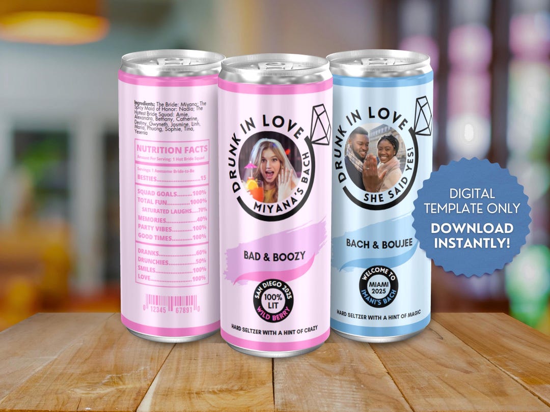 Seltzer Can Label for Bachelorette or Bridal Shower (editable Canva ...